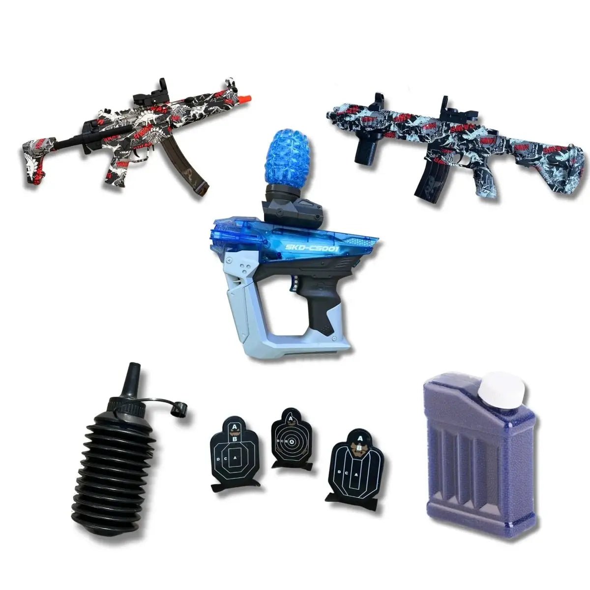 Ultimata Premium Gelblaster Bundle: M1, MP1, X1 + Quick Fill-Flaska, Metallmål, 50 000 Gelkulor ...